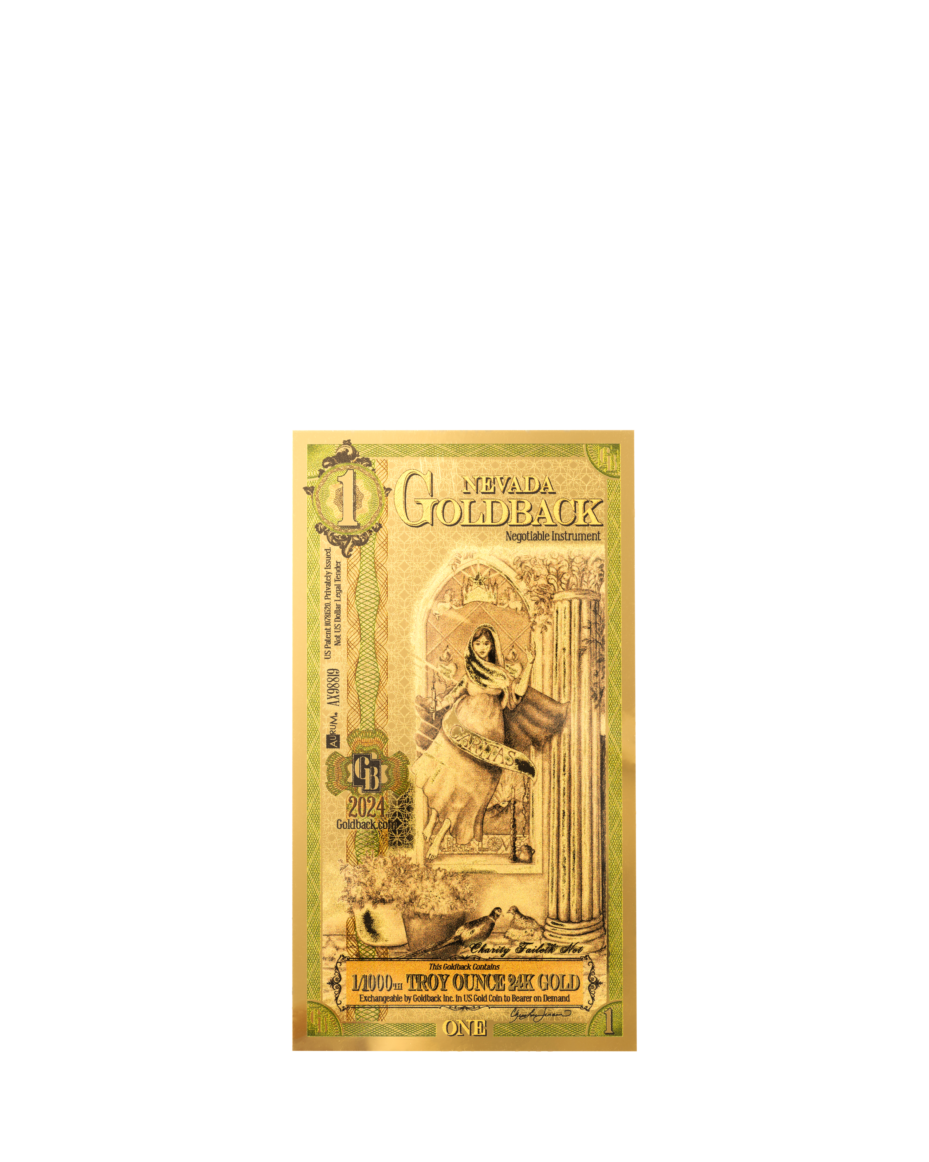 1 Nevada Goldback | Aurum Gold Foil Note (24k) – The Yard Mint